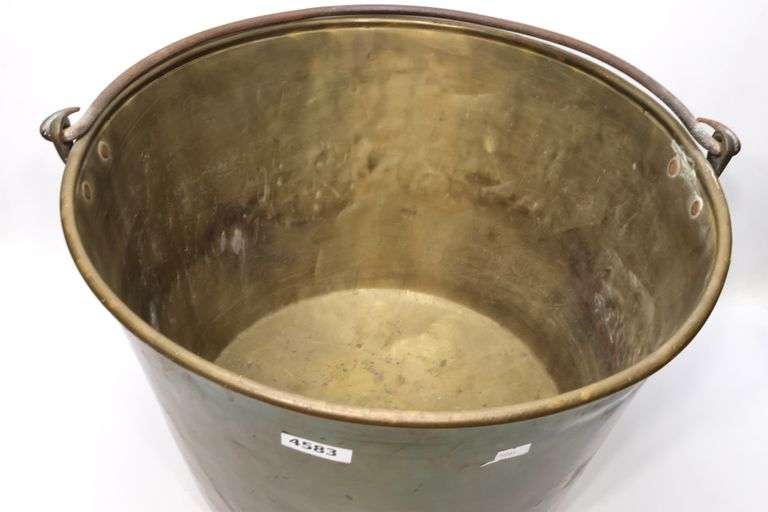 Large Antique Hiram W. Hayden Brass Bucket - Dixon's Auction at Crumpton