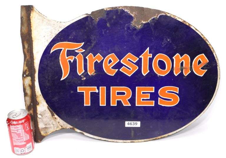 Vintage Firestone Tires Porcelain Flange Sign - Dixon's Auction at Crumpton