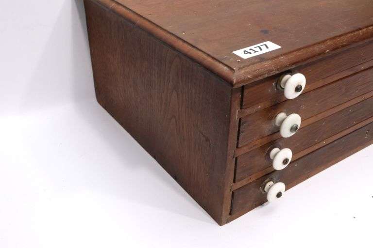 Antique Specimen Cabinet with Porcelain Pulls - Dixon's Auction at Crumpton