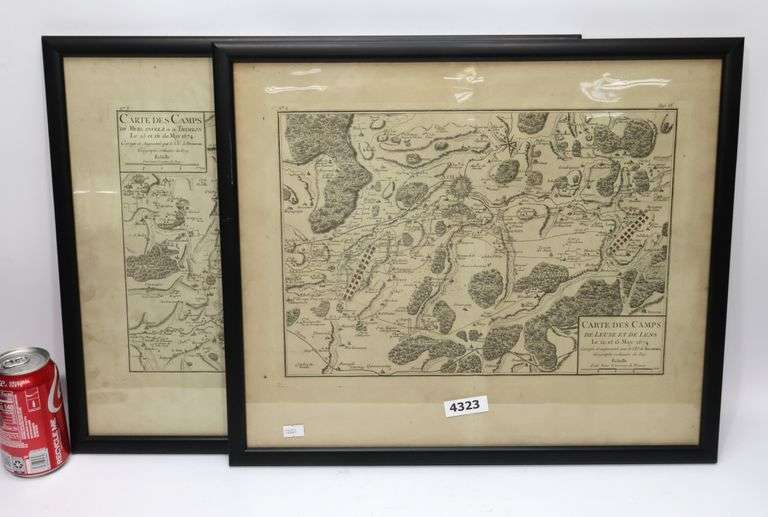 (2) Antique Carte Des Camps Maps - Dixon's Auction at Crumpton