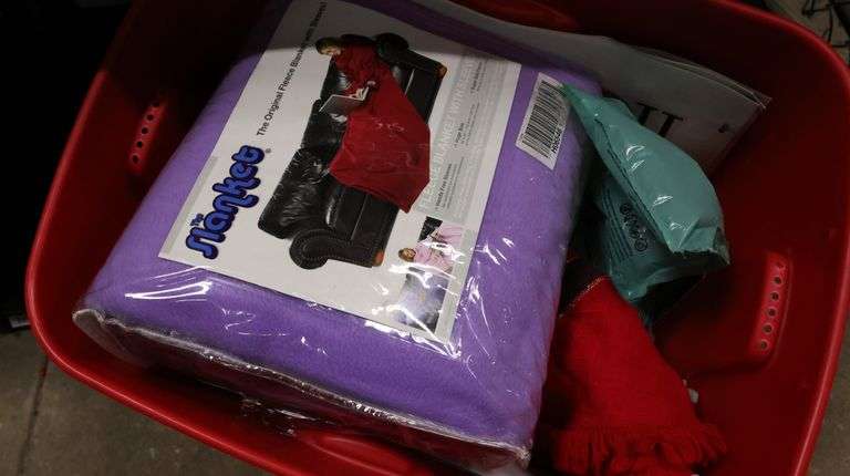 Red Tote of Packing Peanuts & Blankets - Dixon's Auction at Crumpton