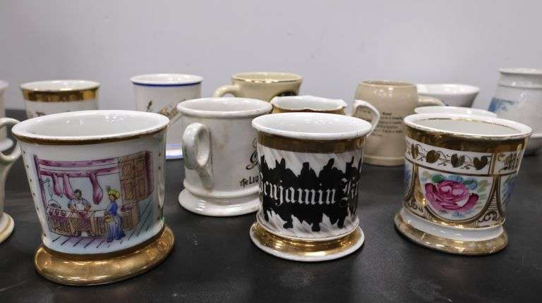 Collection of Vintage / Antique Shaving Mugs - Dixon's Auction at Crumpton