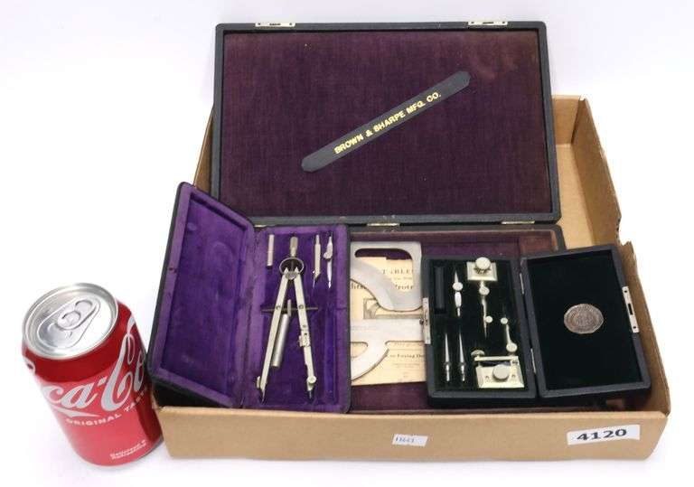 (3) Cases of Vintage Boxed Drafting Tools - Dixon's Auction at Crumpton