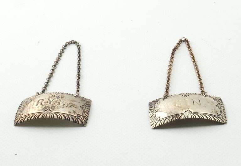 (2) Stieff Sterling Silver Decanter Labels (Rye & Gin) - Dixon's ...
