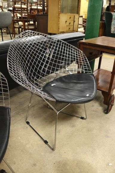 Pair MCM Style Wire Diamond Chairs - Dixon's Auction at Crumpton
