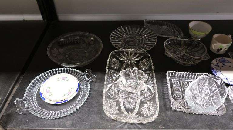 Lot of Pressed & Cut Glass / Crystal & China Dishes & Serving Pieces ...