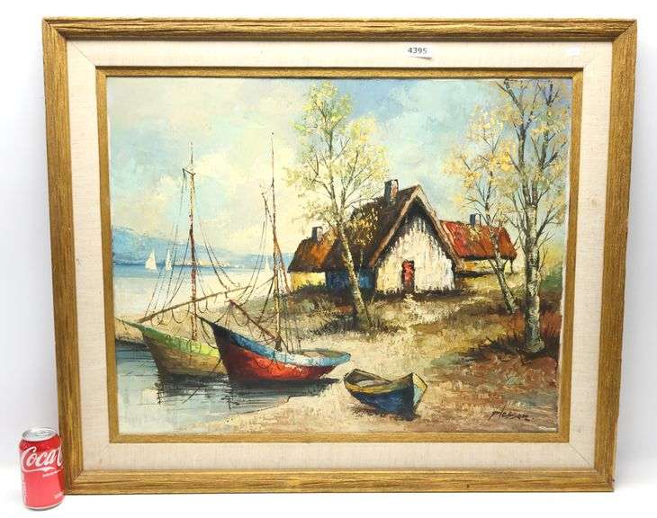 MCM Landscape Painting Signed Plesson, Loose in Frame - Dixon's Auction ...