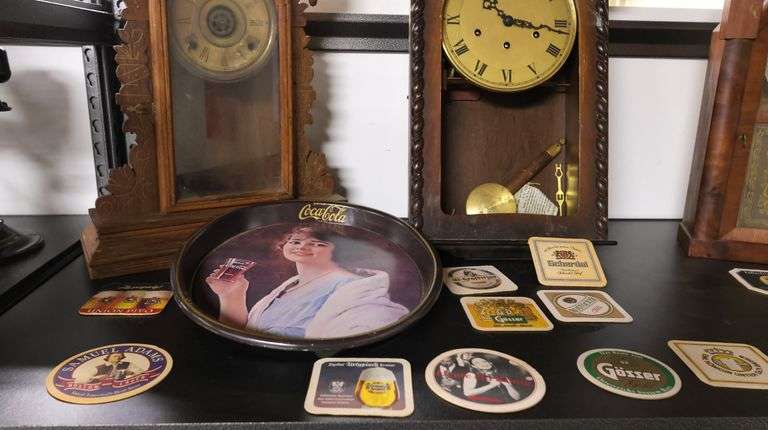 Lot of Antique Clocks, Coca-Cola Tray, Beer Coasters - Dixon's Auction ...