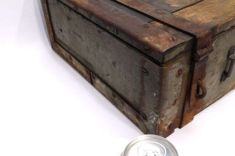 Primitive Iron Banded Strong Box - Dixon's Auction at Crumpton