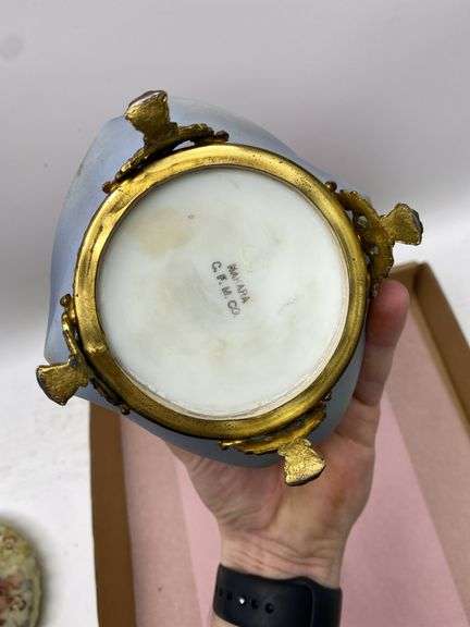 (3) Antique Wavecrest Dresser Boxes, Crown Milano Sweetmeat, Dresser Jars Have Nakara Marks ...