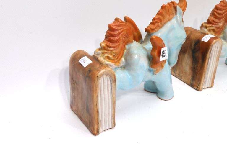 Pair Art Deco Austrian Pottery Pegasus Bookends - Dixon's Auction at ...