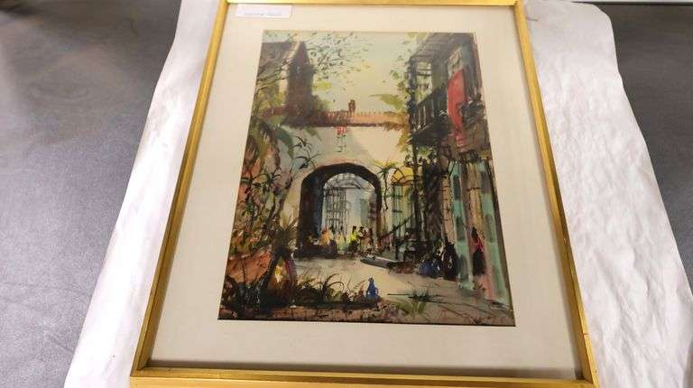 Nestor Fruge Spanish Watercolor Cityscape Painting - Dixon's Auction at ...