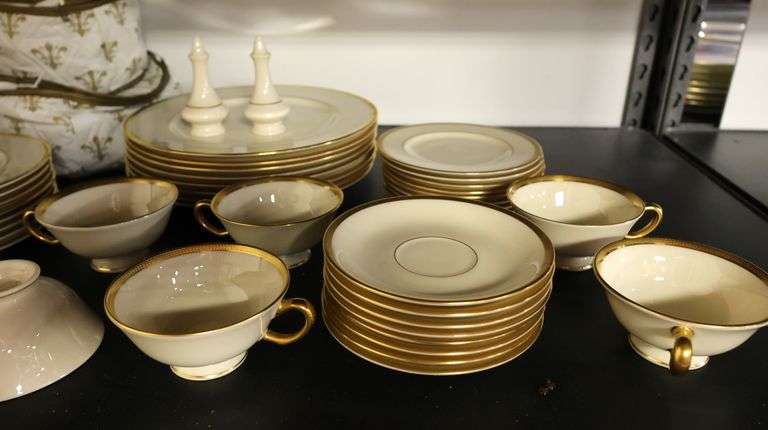 Lot of Lenox Gold Rim China Dishes - Dixon's Auction at Crumpton