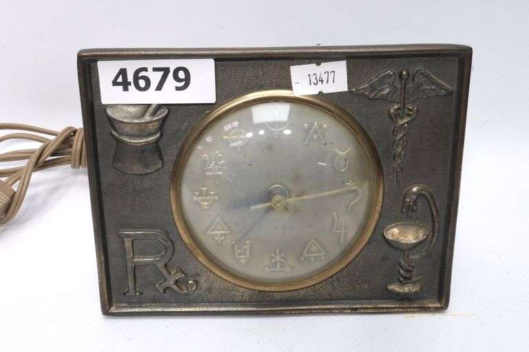 Vintage Pharmaceutical Related Shelf Clock - Dixon's Auction at Crumpton