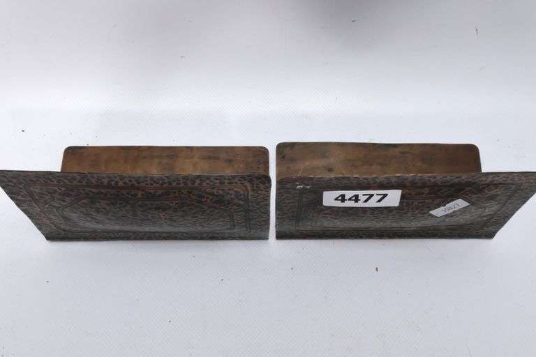Pair Antique Arts and Crafts Hammered Copper Bookends - Dixon's Auction ...