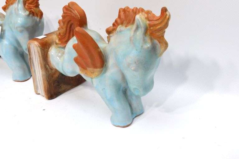 Pair Art Deco Austrian Pottery Pegasus Bookends - Dixon's Auction at ...