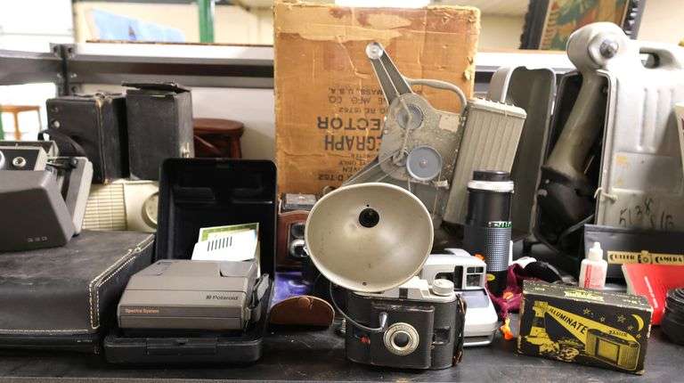 Lot of Vintage Film Cameras, Slide Projector, Polaroids - Dixon's ...