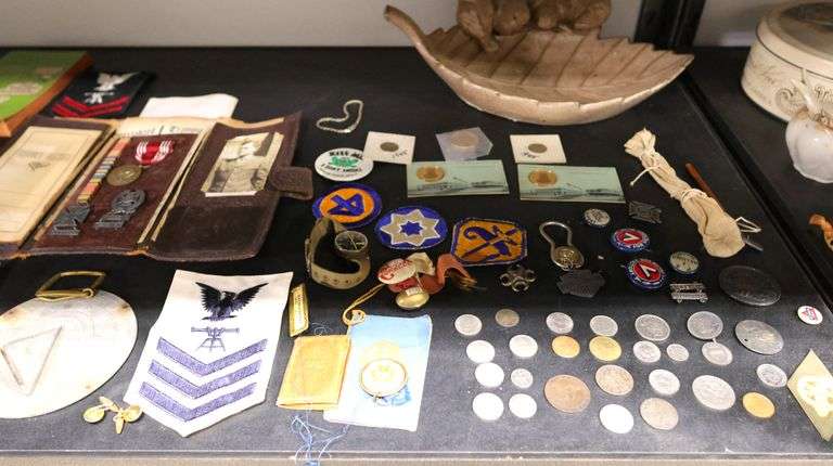 Lot of Vintage Military Medals, Patches, Buttons, & Foreign Coins Etc ...