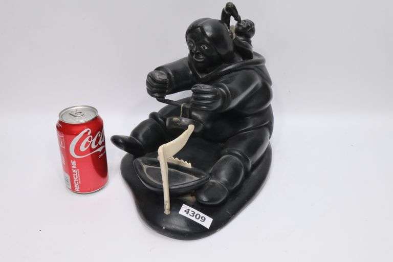 Jimmy Arnamissak Inuit Mother & Child Cooking 1987 Carved Soapstone ...