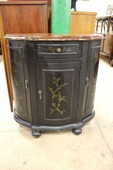 Modern Demilune Commode, Chips and Wear - Dixon's Auction at Crumpton