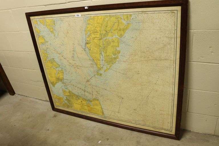 Vintage Chesapeake Bay Entrance Depth Chart - Dixon's Auction at Crumpton