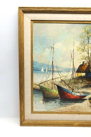 MCM Landscape Painting Signed Plesson, Loose in Frame - Dixon's Auction ...