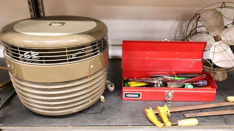 Lot of Hand Tools and Vintage Desk Fan & Fan Stool - Dixon's Auction at ...