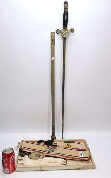 Vintage Knights of Templar Sword with Sashes, Globes, And Accessories ...