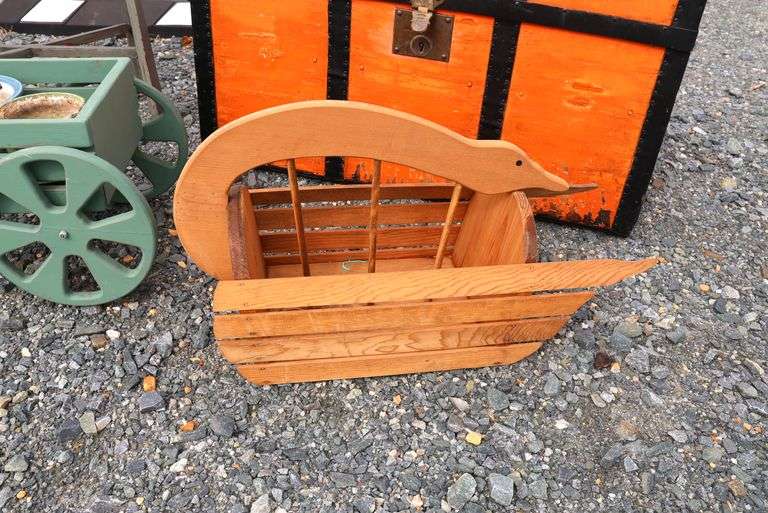 *NO STORAGE* Antique Trunk, Wooden Goose Planter, Etc. - Dixon's ...