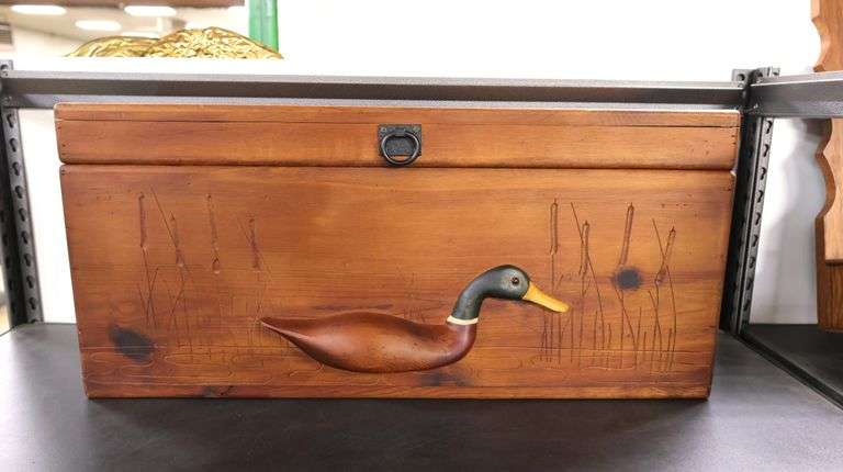 Wood Carved Duck Hunting Chest - Dixon's Auction at Crumpton