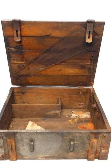 Primitive Iron Banded Strong Box - Dixon's Auction at Crumpton