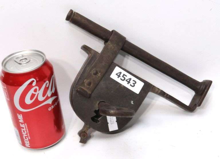 Antique Primitive Iron Lock with Key - Dixon's Auction at Crumpton