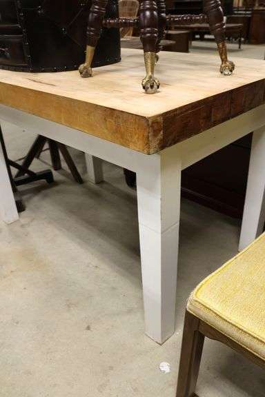 Modern Farmhouse Butcher Block Top Table - Dixon's Auction at Crumpton