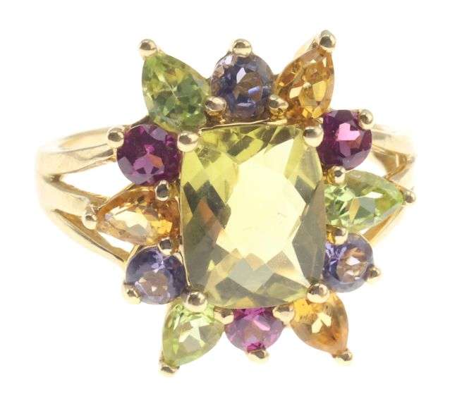 10k Gold Multi Colored Gemstone Ring 4.4g - Dixon's Auction at Crumpton