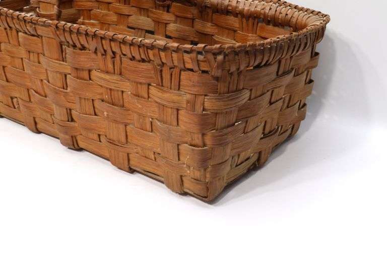 Antique Primitive Splint Oak Basket - Dixon's Auction at Crumpton