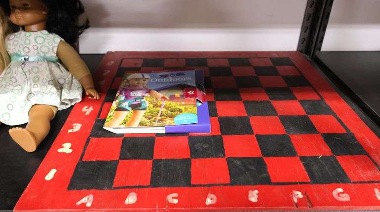 Lot of Dolls, Doll Book, Folk Art Painted Checkers Game Board - Dixon's ...
