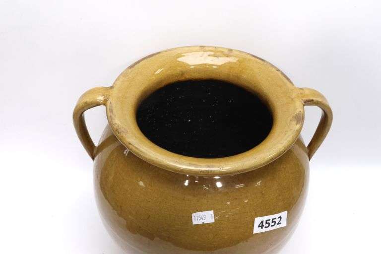 Glazed Redware Handled Vase - Dixon's Auction at Crumpton