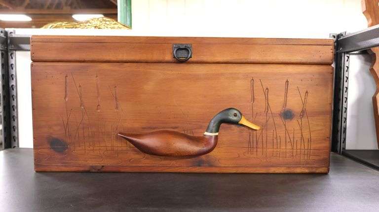 Wood Carved Duck Hunting Chest - Dixon's Auction at Crumpton