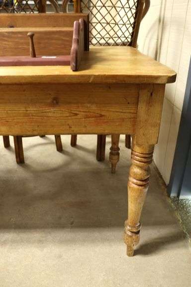 Antique English Pine Farm Table with One Drawer - Dixon's Auction at ...