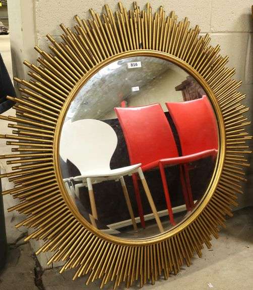 MCM Style Gilt Metal Mirror - Dixon's Auction at Crumpton