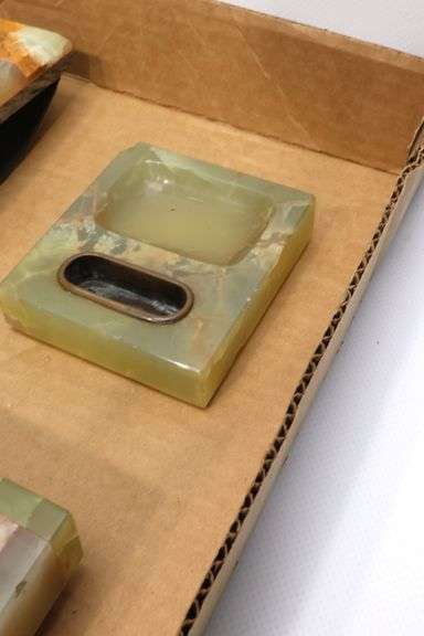Art Deco Onyx 3 Piece Desk Set - Dixon's Auction at Crumpton