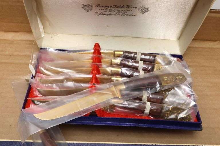 (2) Vintage Boxes of Thai Bronze & Teak Flatware - Dixon's Auction at ...