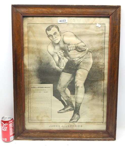 Antique James J. Jeffries Boxing Poster - Dixon's Auction at Crumpton