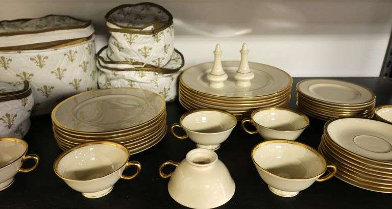 Lot of Lenox Gold Rim China Dishes - Dixon's Auction at Crumpton