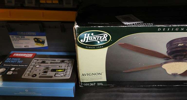 Hunter Ceiling Fan, Socket Set, Tool Boxes - Dixon's Auction at Crumpton