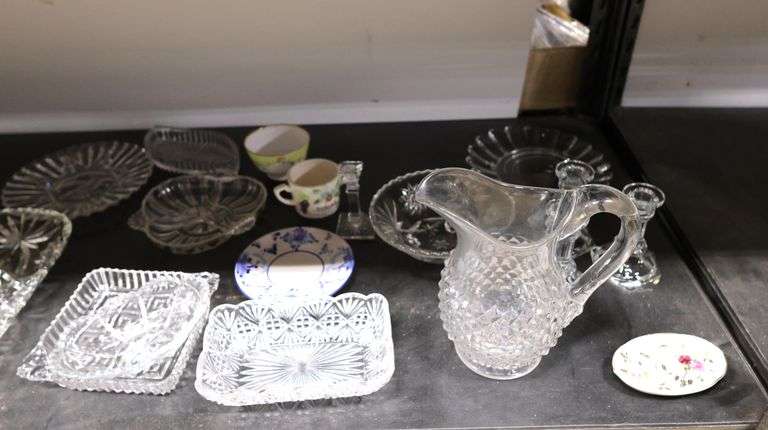 Lot of Pressed & Cut Glass / Crystal & China Dishes & Serving Pieces ...