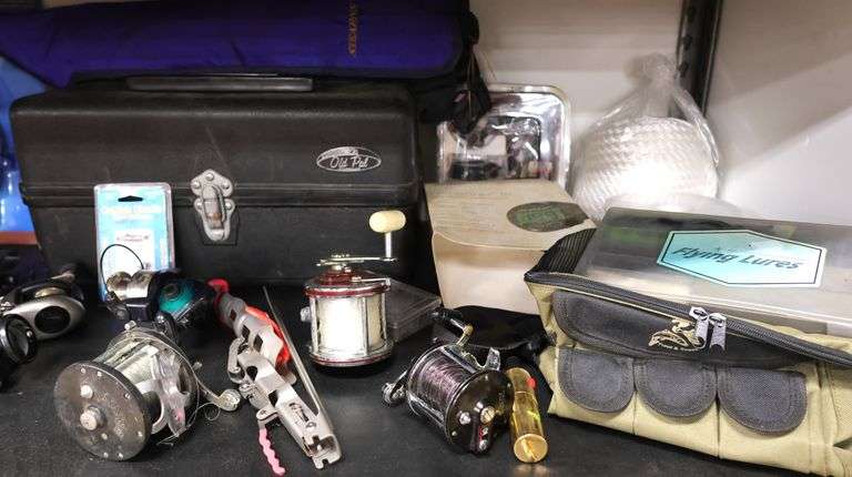 Lot of Fishing Reels, Tackle & Box, Fish Finder Etc. - Dixon's Auction ...