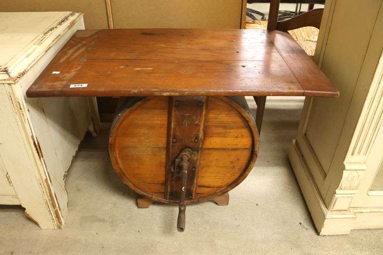 Antique Butter Churn Table - Dixon's Auction at Crumpton