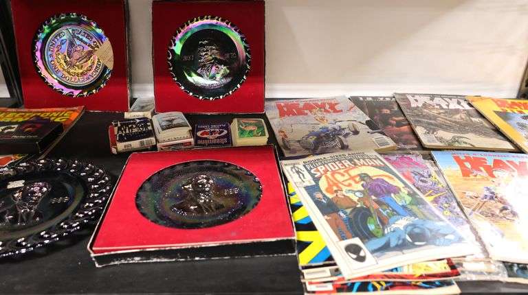 Lot of Comic Books, Heavy Metal Etc., Collector Plates, Playing Cards ...