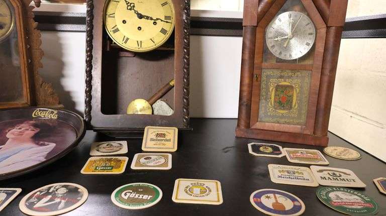 Lot of Antique Clocks, Coca-Cola Tray, Beer Coasters - Dixon's Auction ...